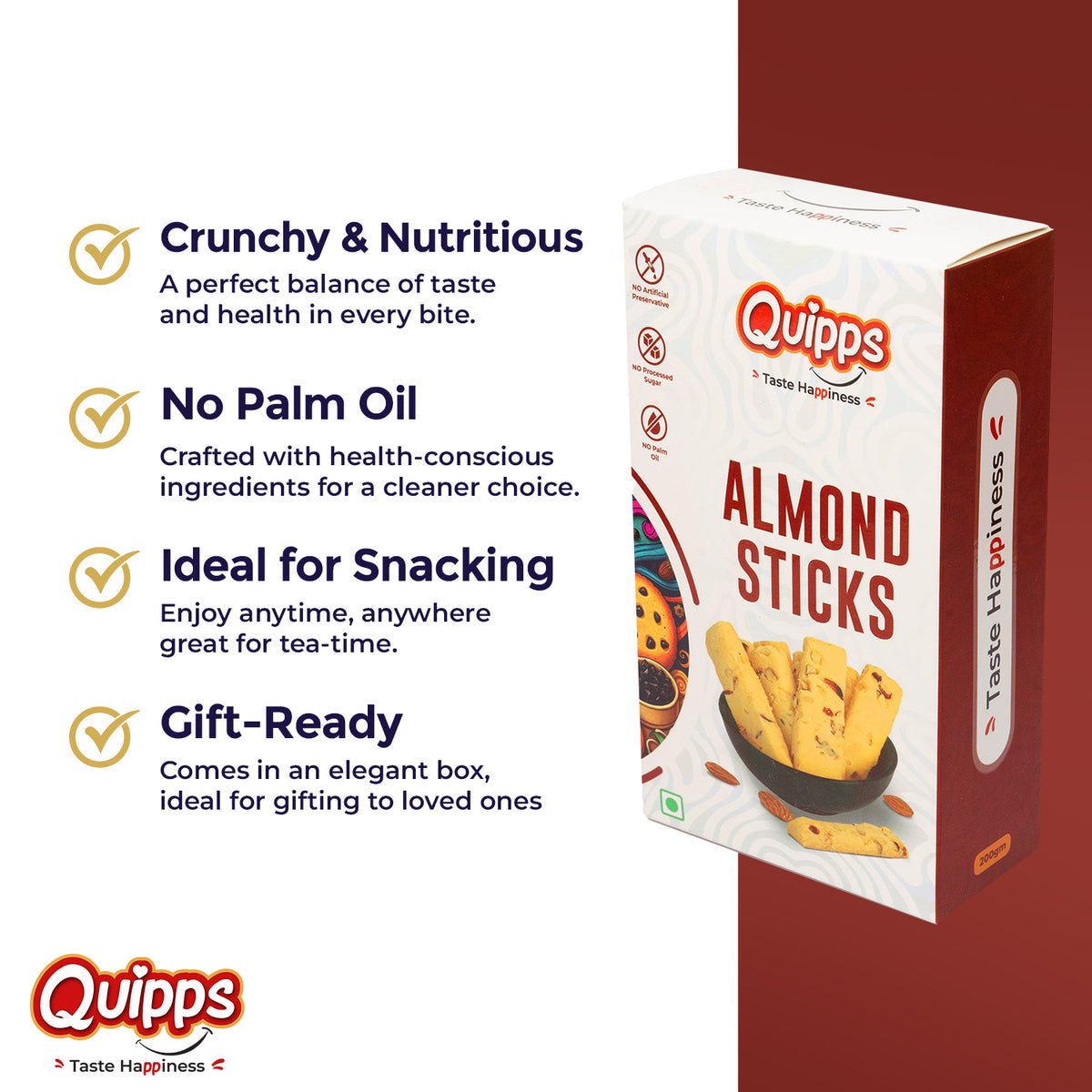 Buy Almond Cookie Sticks Online | Tasty Healthy Snack – Quipps